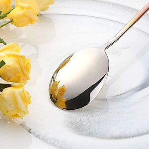 5-pieces Soup Dinner Spoon 8-Inch Rose Gold Metal Korean Spoon Stainless Steel Table Spoons by Buyer Star