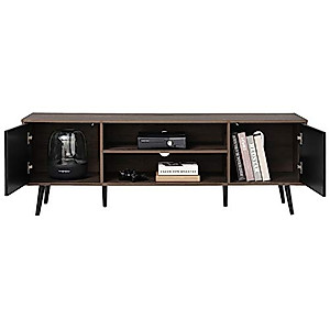 WAMPAT Mid Century Modern TV Stand for TVs up to 65 inches, Wood TV Console Media Cabinet with Storage, Entertainment Center for Living Room Bedroom, Black, 60 inch