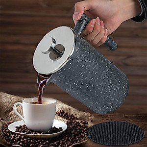 BAZZEFF French Press Coffee Maker 34oz with Double-Insulated Stainless Steel Large Metal Coffee Press with 3 Layer Filtration System for Ultimate Coffee Tea Brewing in Travel Camping or Home