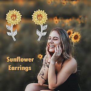 ONEFINITY Sunflower Earrings Sterling Silver Sunflower Stud Earrings for Women