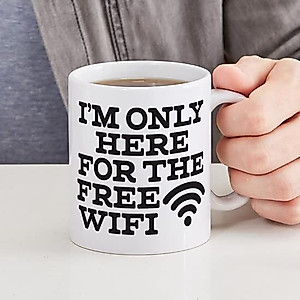 CafePress Here For The Free Wifi 15 Oz Ceramic Large Mug Ceramic Coffee Mug, Tea Cup 11 oz