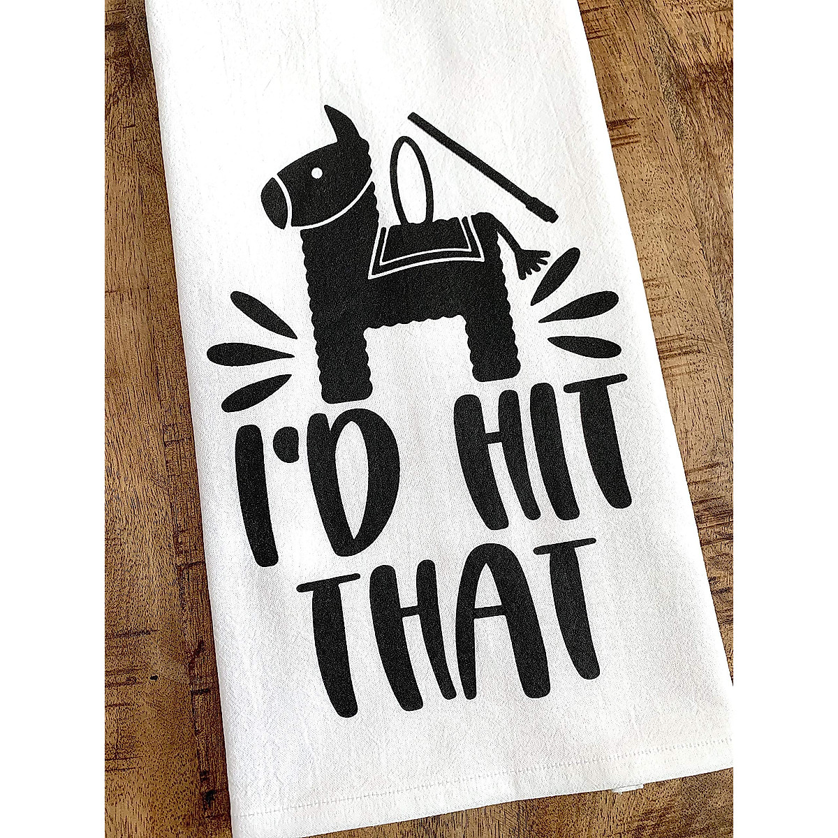 Handmade Funny Kitchen Towel - 100% Cotton Cheeky Pinata Hand Towel - 28x28 Inch Perfect for Chef Housewarming Christmas Mother’s Day Birthday Gift (I'd Hit That)