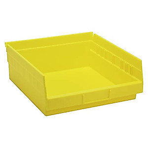 QUANTUM STORAGE SYSTEMS K-QSB109YL-10 10-Pack Plastic Shelf Bin Storage Containers, 11-5/8" x 11-1/8" x 4", Yellow