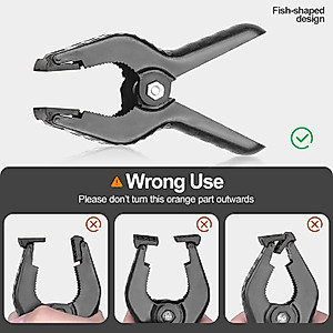 EMART 6 Pack Heavy Duty Muslin Spring Clamps, 4.5 inch Photo Booth Backdrop Clips for Photography Studio - Black