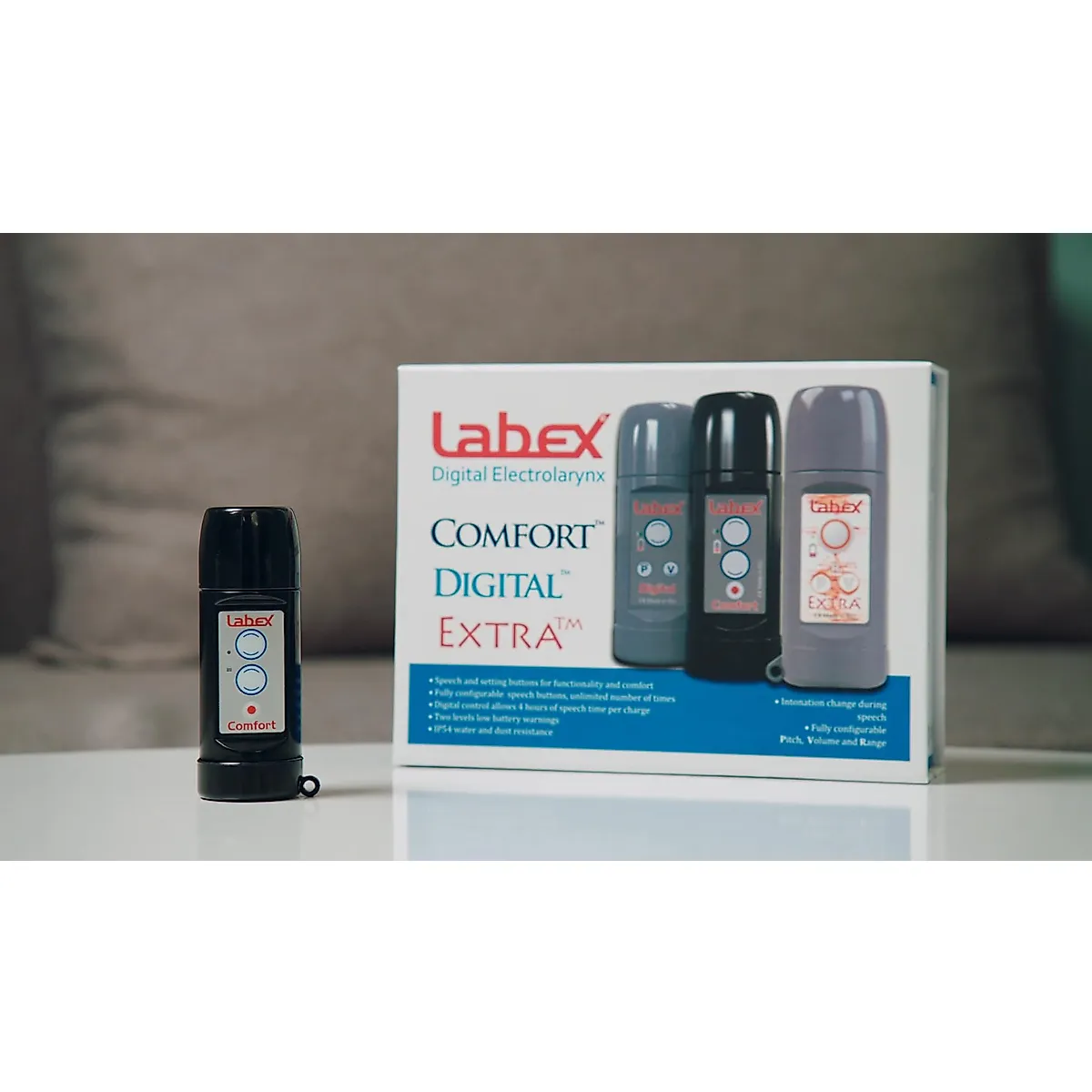 LABEX Comfort Electrolarynx, Electronic Speaking Device for Laryngectomees, Artificial Larynx by Labex (Extended Functionality & Two Adjustable Talk Buttons) (Black)