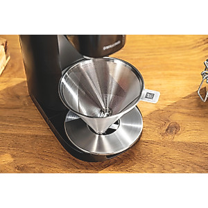 ZWILLING Pour Over Coffee Maker, 16 oz, 1-4 cups, 18/10 Stainless Steel Sustainable and Reusable Filter, Easy-To-Grip Handle with Anti-Slip Bottom Plate, Dishwasher safe