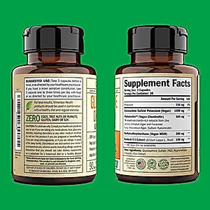 Vegan Glucosamine Chondroitin MSM - 100% Vegan Joint Support Supplement for Women & Men with Burdock and Glucosamine Sulfate 1500 mg. Used for Cartilage and Joint Health and Flexibility - 90 Capsules