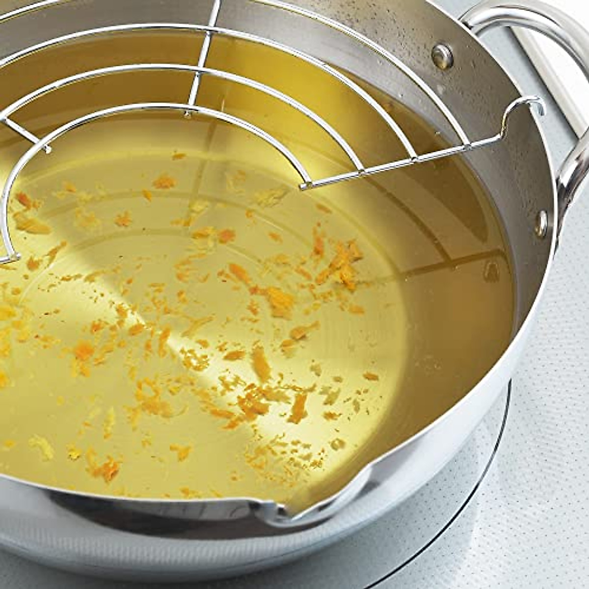 Yoshikawa SJ3391 Tempura Pot, 7.9 inches (20 cm), Gas Flame and Induction Compatible, Made in Japan, Stainless Steel