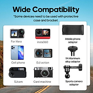 Kalofaye Camera Mount Clamp Mount Bicycle Handlebar Adapter Mount Aluminum Alloy with Dual 360°Rotatable Ball Head with Adapter Phone Clip Compatible with SJCAM GoPro Hero and Other Action Cameras