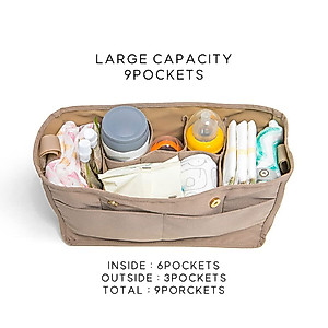 enreve Purse Organizer Insert, Bag Handbag Tote Organizer, Diaper bag, Bag in Bag for Longchamp and More (BLACK)