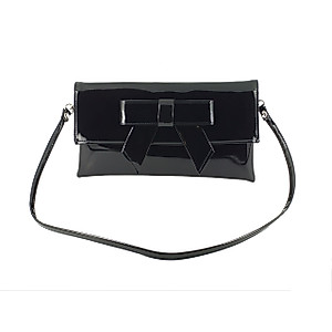 LONI Womens Cute Patent Faux Leather Clutch bag/Shoulder Bag in Cafe Latte Beige