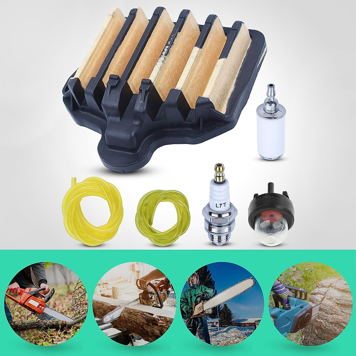 Adefol Air Filter Kit for Poulan PP5020AV 575296301 Chainsaw Replacement Parts with Fuel Filter, Primer Bulb, Spark Plug, Fuel Line Accessories