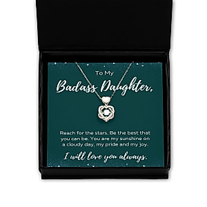 Necklace Gifts for Daughters From Mothers, Daughter Necklace, To My Badass Daughter Necklace From Dad, Daughter Birthday Jewelry, Daughter College Gift