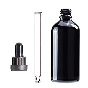 YIZHAO Black Glass Dropper Bottle 4oz, Tincture Bottles with Glass Dropper, for Essential Oils, Aromatherapy, Cosmetic, Laboratory, Pharmacy, Liquids, Travel –4 Pcs