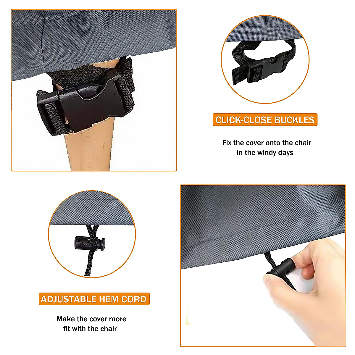 Dalema Outdoor Swivel Lounge Chair Cover 2 Pack,Heavy Duty 100% Waterproof Patio Swivel Chair Covers,Weatherproof Furniture Protective Cover for Lawn/Garden Swivel Chair(37.5" Lx39.25 Wx38.5 H,Grey)