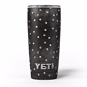 Design Skinz Black Watercolor and Gold Glimmer Polka Dots - Skin Decal Vinyl Wrap Kit Compatible with The Yeti Rambler Cooler Tumbler Cups