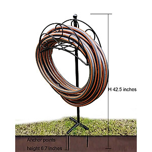 Uuuda Garden Water Hose Holder Detachable Metal Hose Rack Stand Heavy Duty Hose Storage Hanger Organizer for Outside,Black