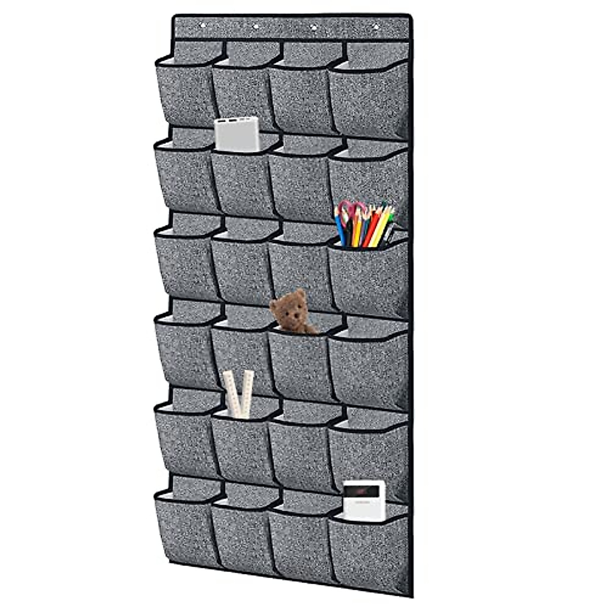 Ainichi Over Door Shoe Organizer - Over Door Hanging Shoe Holder with 24 Large Pockets & 4 Metal Hooks - Household Shoe Holder Bag Hanger for Closet Door Wall Storage