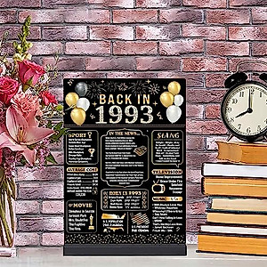 30th Birthday Party Decorations Supplies, 30th Birthday Gifts for 30 Years Old Women Men, Thirty 30th Birthday Decorations for Him Her- Vintage 1993 Birthday Poster Table Sign