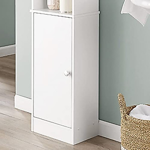 AZZAN White Bathroom Storage with Open and Concealed Shelves