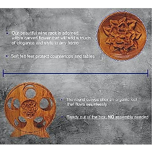 Apparatus Wood Design Wine Rack countertop Wooden 5 Bottle Holder Display Stand Shelf Storage Cabinet Home Decor Wine Gift no Need Assembly (Traditional Cherry)