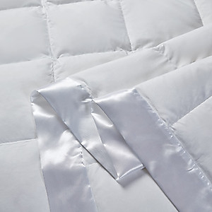 Beautyrest Tencel and Cotton Luxurious Light Warmth White Down Blanket with Silky Flange Binding, 650 Fill Power