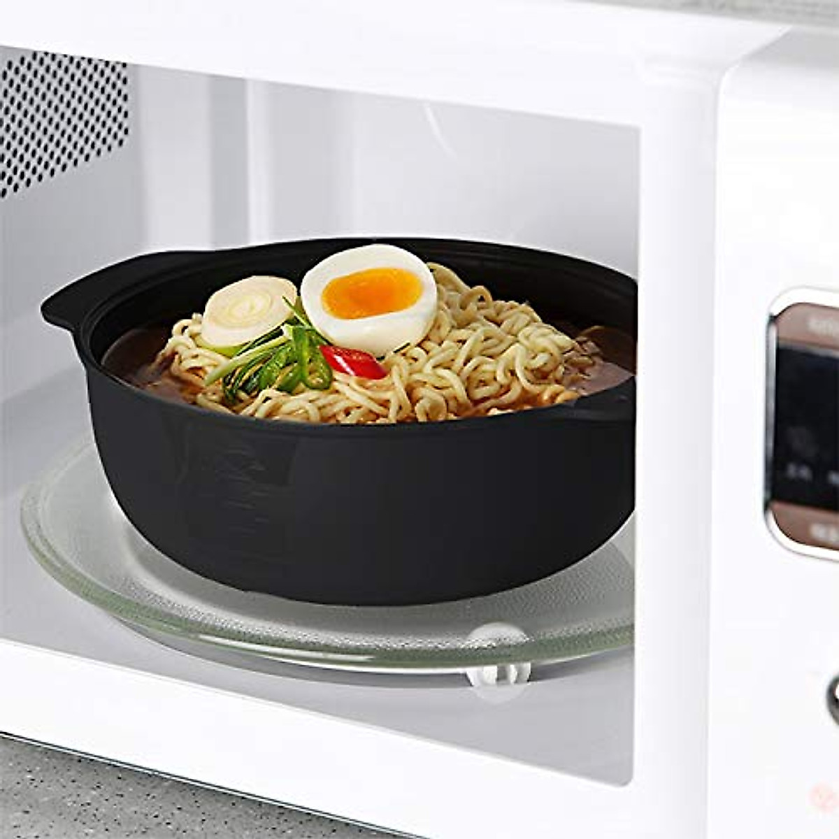 Multi-Propose Microwave Steamer 40.5 fl.oz. 18.5 fl.oz. BPA free Pack of 2 Made in Korea (Medium, Black)