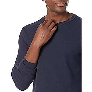 Amazon Essentials Men's Slim-Fit Long-Sleeve Waffle Shirt, Navy, Medium