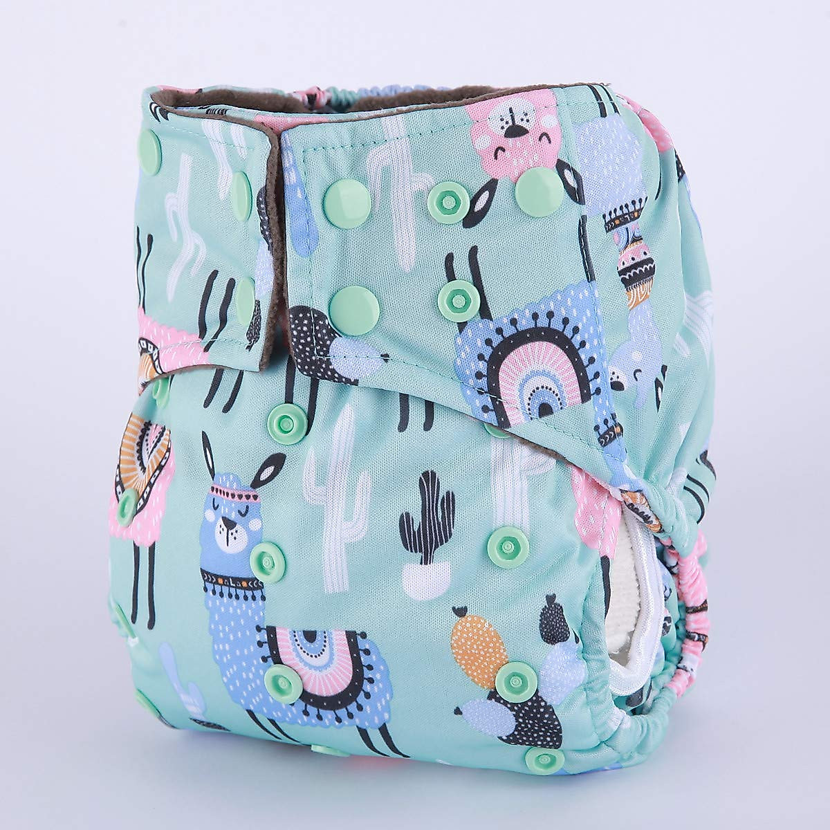 Sigzagor 3 AIll in One Cloth Diapers Nappies for Night AIO Sewn in Insert Reusable Washable (Lamas Pack)