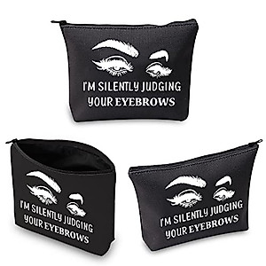 BDPWSS Esthetician Makeup Bag Makeup Artist Gift I'm Silently Judging Your Eyebrows Funny Gift For Beautician Cosmetologist Beauty Stylist Gift (judging your eyebrows bl)
