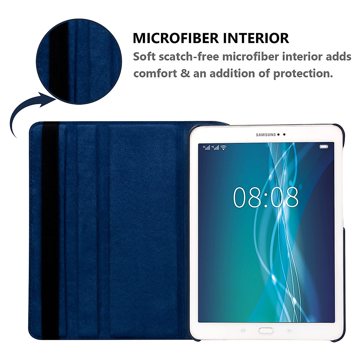 Case for Samsung Galaxy Tab A 9.7 inch 2015 (SM-T550 T555 SM-P550 P555) - 360 Degree Rotating Stand Case Smart Protective Cover,with Stylus Pen,Screen Film (Deep Blue)