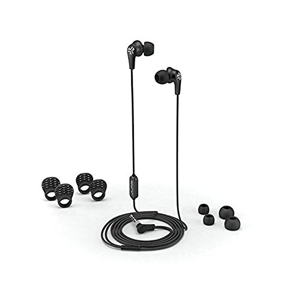 JLab Audio JBuds Pro Signature Earbuds | Titanium 10mm Drivers | Music Controls, Universal Mic | Custom Fit with Cush Fins | Black