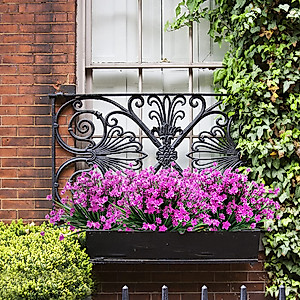 URSTOUD 6PCS Artificial Flowers,Fake Greenery Faux Plastic Bushes Fake Shrubs UV Resistant No Fade Faux Plastic Plants for Wedding Hanging Bouquet Indoor Outdoor Home Garden Office Table Vase(Fuchsia)