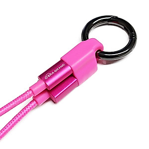 Tera Grand - Apple MFi Certified Keychain Braided Lightning Cable for iPhone 14/13/12/11 Pro Pro Max Plus Mini, SE XS Max XR X, 8/7/6 Plus, iPad, AirPods, Pink