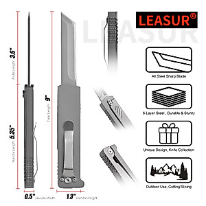LEASUR Tactical Knife, Folding Knife,9" All Steel Blade Pocket knife with Belt Clip,Outdoor Knife for Camping,Fishing and Hiking