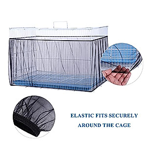 Mogoko Universal Bird Cage Seed Catcher,Seed Catcher Guard Net Cover,Parrot Nylon Mesh Net Cover,Soft Airy Cage Net Stretchy Skirt for Round Square Cages