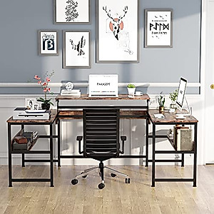 PAKASEPT U- Shaped Desk with Lift Top, Sit to Stand L Shaped Computer Desk, Height Adjustable Standing Desk with Storage Shelves and 3 Desktop for Home Office