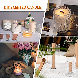 Ziosxin 100 Pcs Smokeless Cherry Wood Candle Wicks, Long Lasting Flame, Easily Burn, Candle Cores with Stand and Glue Dot, Warning Label for DIY Candle Making