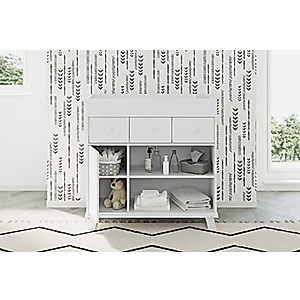 Storkcraft Modern Nursery Changing Table Dresser (White with White) – GREENGUARD Gold Certified, Baby Dresser With Changing Table Top, Dresser for Nursery, Changing Table With Drawers