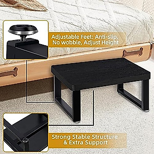 OUTBROS Step Stool for Adults, 7.3'' Tall Bedside Steping Stool Hold Up to 350 lb, One Step Foot Stool for Kitchen, Bedroom, Living Room, Bathroom, Black