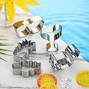 Didaey 10 Pieces Summer Pool Cookie Cutters Pineapple, Ice Cream, Flamingo, Flip Flop Sunglasses, Watermelon Cookie Cutters Molds for Summer Tropical Beach Pool Party Supplies Decorations