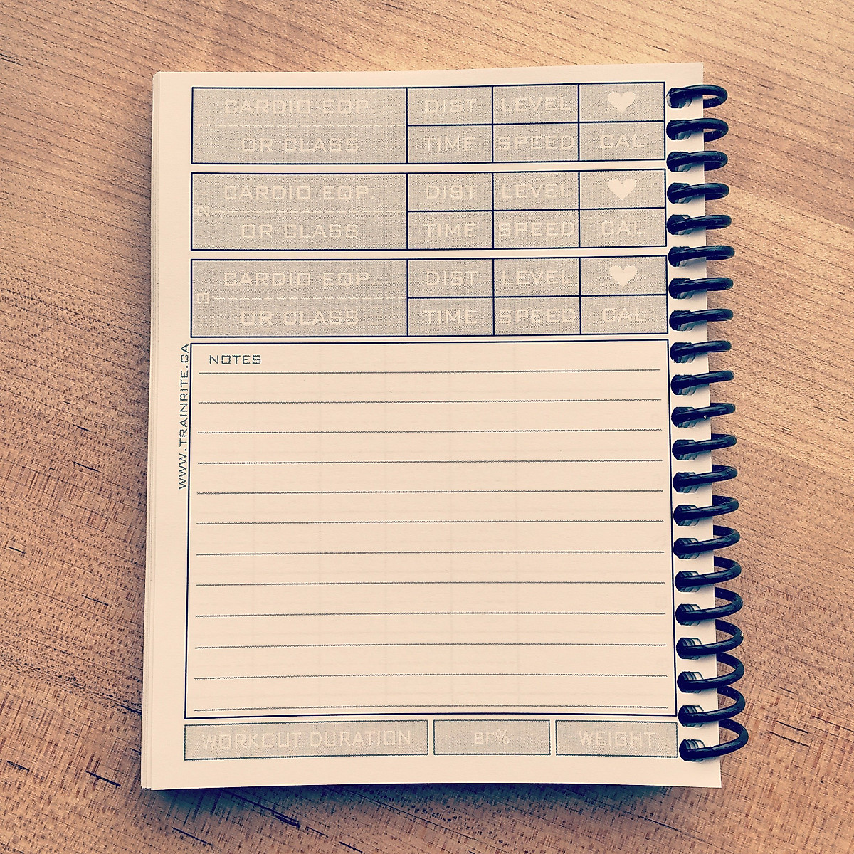 TrainRite Compact Fitness Journal - NO EXCUSES Black (An Exercise Log Book)