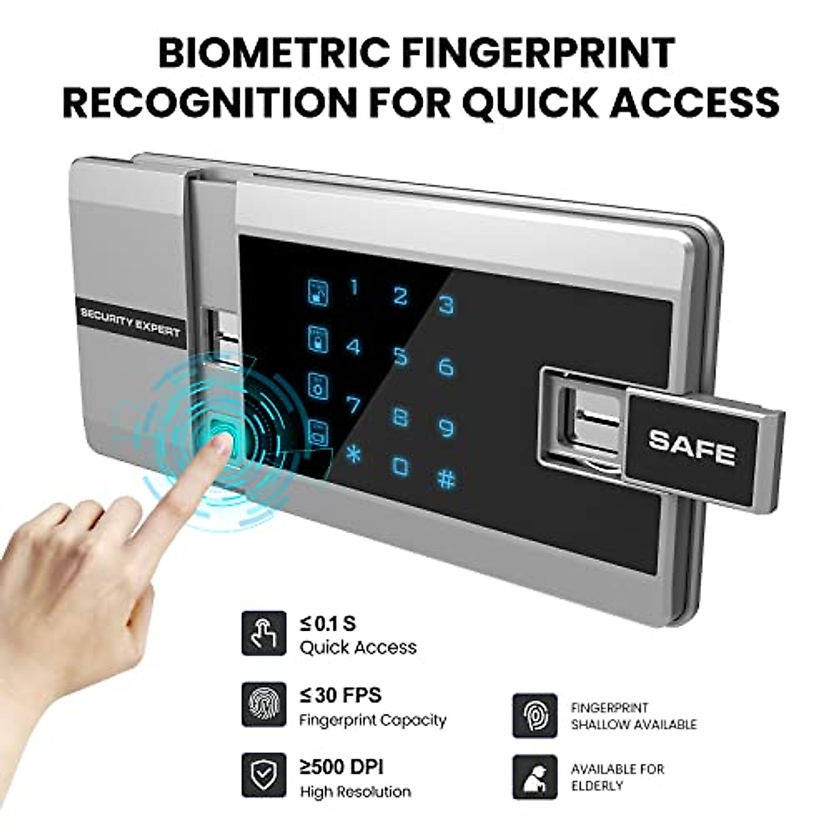 Marcree Biometric Fingerprint Safe Box, 2.0 CUFT Fingerprint Security Safe Box with Combination Lock and Voice Prompt and Dual Warning and Private Inner Cabinet for Money Documents Valuables