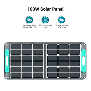VIGORPOOL 100W Portable Solar Panel for Vigorpool Power Station, Foldable Solar Cell Solar Charger with USB A/C Outputs for Phones Computers