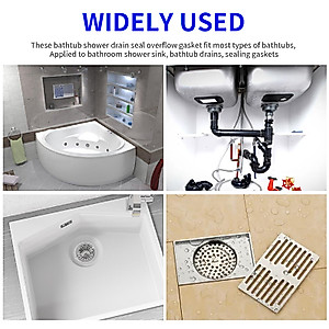 1-3/4-Inch by 2-5/8-Inch Rubber Tub Drain Gasket for Shoe Tub Bathtub Overflow Gasket Stopper, Silicone Bathtub Drains Seal Applied to Bathtub Drains, Sealing Gaskets - Prevent Tub Leakage (10 PCS)