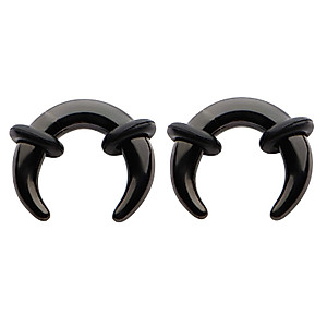 Zaya Body Jewelry Pair of Black Ear Pinchers Crescents Horseshoes Gauges 14g 12g 10g 8g 6g 4g 2g 0g 00g 1/2 9/16 (9/16" 14mm)