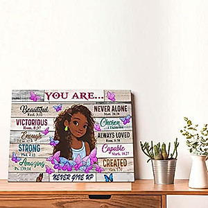 wutkefw African American Wall Art Inspirational Canvas Print Wall Art Black Art Wall Decor Black Queen Girl Painting Modern Artwork Home Decoration for Living Room Bedroom Office