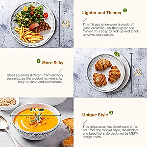 Dinnerware Sets,MEKY Flower Pattern Plates, Service for 6, Glass Plates, Dishes, Bowls, Resist Fracture, Anti-Chip