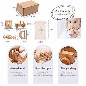 Wood Baby Rattle Personalizable Infant Rattle Sensory Development Wooden Toys Set