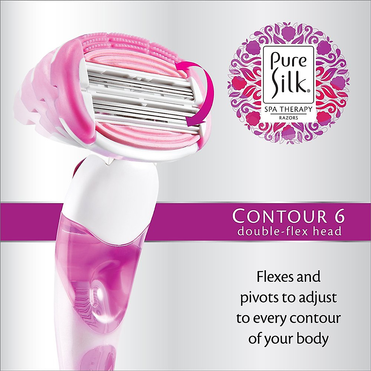 Pure Silk Contour 6 Premium Disposable Razor, 3 Count